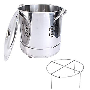 Hemoton 2Pcs Stainless Steel Burn Barrel Incinerator Cages Fire Pits with Double Handle Metal Garden Fire Cage Debris Burn Bin Pot for Wood Paper Leaf Trash Backyard Bonfire 30cm Silver
