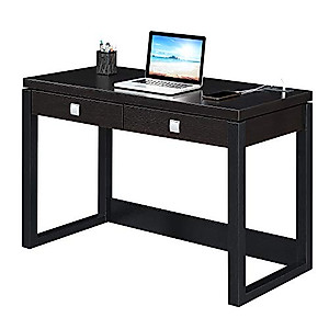 Convenience Concepts Newport 2-Drawer Desk with Charging Station, Espresso/Black