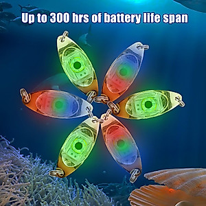 JOJOCY 10 Pack Fishing Lures Fishing Spoons Underwater Flashing Strobe LED Fishing Lights Waterproof Diamond Lights Trolling Lures Halibut Rig Deep Drop Fishing Light
