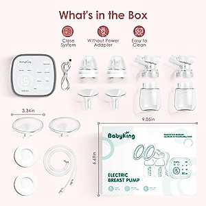 Breast Pump, BabyKing Electric Breast Pump with 3 Modes & 15 Levels, Pain Free Strong Suction Power Touch Panel High Definition Display, Ultra-Quiet Rechargeable for Travel & Home