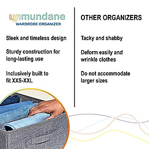 Unmundane 7-Grid Gray Linen Wardrobe Clothes Organizer (2-Pack) | Large, Reinforced, Washable, & Foldable | Store Jeans, Shirts, Sweaters, Underwear