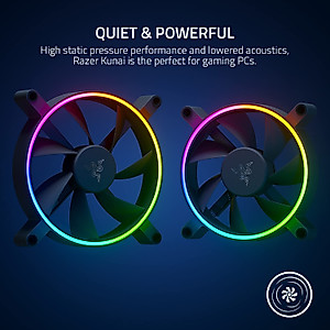 Razer Kunai Hydraulic 120MM aRGB PC Fan: Quiet, Powerful aRGB Fans - PWM Fan Controller Support & Connect Up to 8 Fans - Powered by Razer Chroma RGB - 3 Fans
