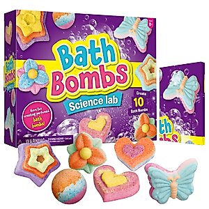 XXTOYS Bath Bombs Science Lab - Create 10 Bath Bombs, Bath Toys for Kids - Great Gifts for Girls Age 8-12, Crafts Kit for Girls, Spa Kit for Girls