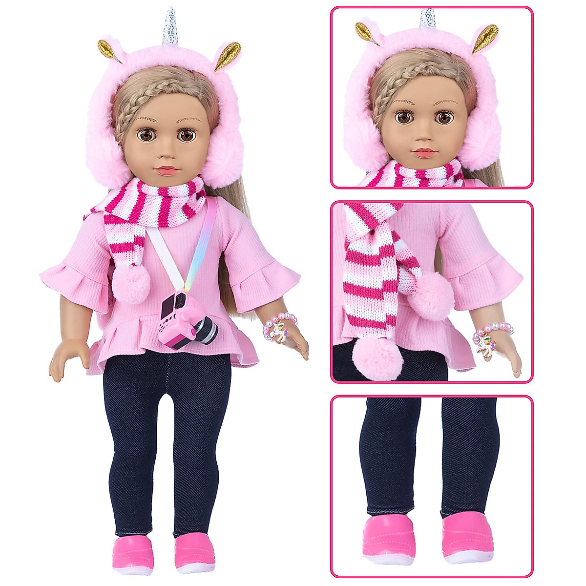 UZIDBTO American Doll Clothes and Accessories for 18 Inch Doll includes Pretend Makeup Kit Stuff Girls Gift（doll not including）