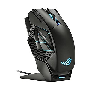 ASUS ROG Spatha X Wireless Gaming Mouse (Magnetic Charging Stand, 12 Programmable Buttons, 19,000 DPI, Push-fit Hot Swap Switch Sockets, ROG Micro Switches&Paracord and Aura RGB lighting),Black