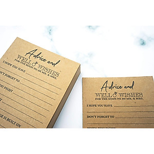 RXBC2011 Kraft Rustic Wedding advice and well wishes cards for the soon to be Mr and Mrs Bride and Groom Newlyweds Bridal Shower Games Note Marriage Advice Pack of 50