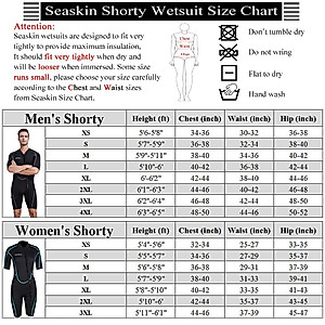 Seaskin 2 Pieces Shorty Wetsuit, 3mm Mens Medium Size and Womens Small Size Diving Suit Front Zip Wetsuit for Diving Snorkeling Surfing Swimming
