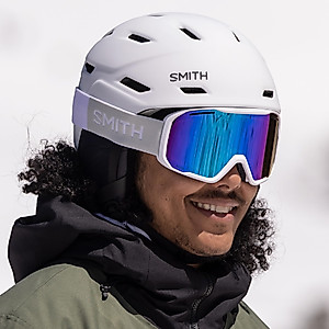 SMITH Frontier Goggles with Carbonic-x Lens – Performance Snowsports Goggles with Replaceable Lens for Skiing & Snowboarding – for Men & Women – White + Red Sol-X Mirror Lens