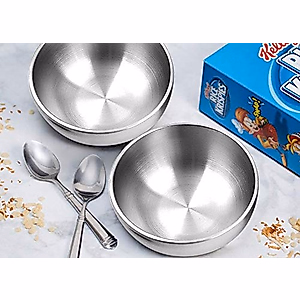 Stainless Steel Double-wall Vacuum Insulated Bowl, 24 oz, Perfect bowls for serving ice cream or hot soup (1 Pack, Stainless Steel)