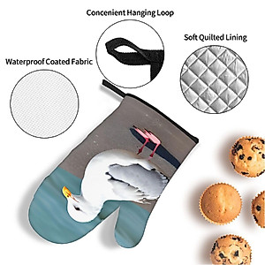 Cute Seagull Versatile Waterproof Heat-Resistant Gloves and Pot Holder Set Elevating Your Baking and BBQ Experience Oven Mitts and Pot Holders Sets
