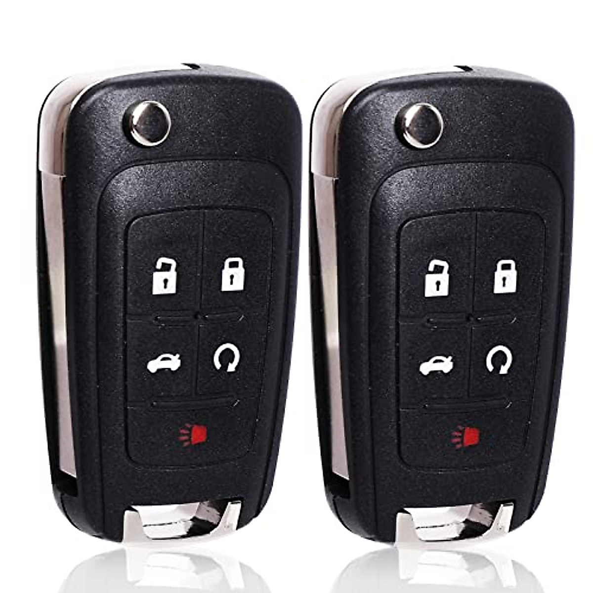 NPAUTO 2Pcs Key Fob Replacement for Chevy Equinox Camaro Impala Cruze Sonic Malibu GMC Terrain Buick Lacrosse Regal Verano Encore 2010-2019 Keyless Entry Remote Flip Key Fob (OHT01060512, 5 Buttons)