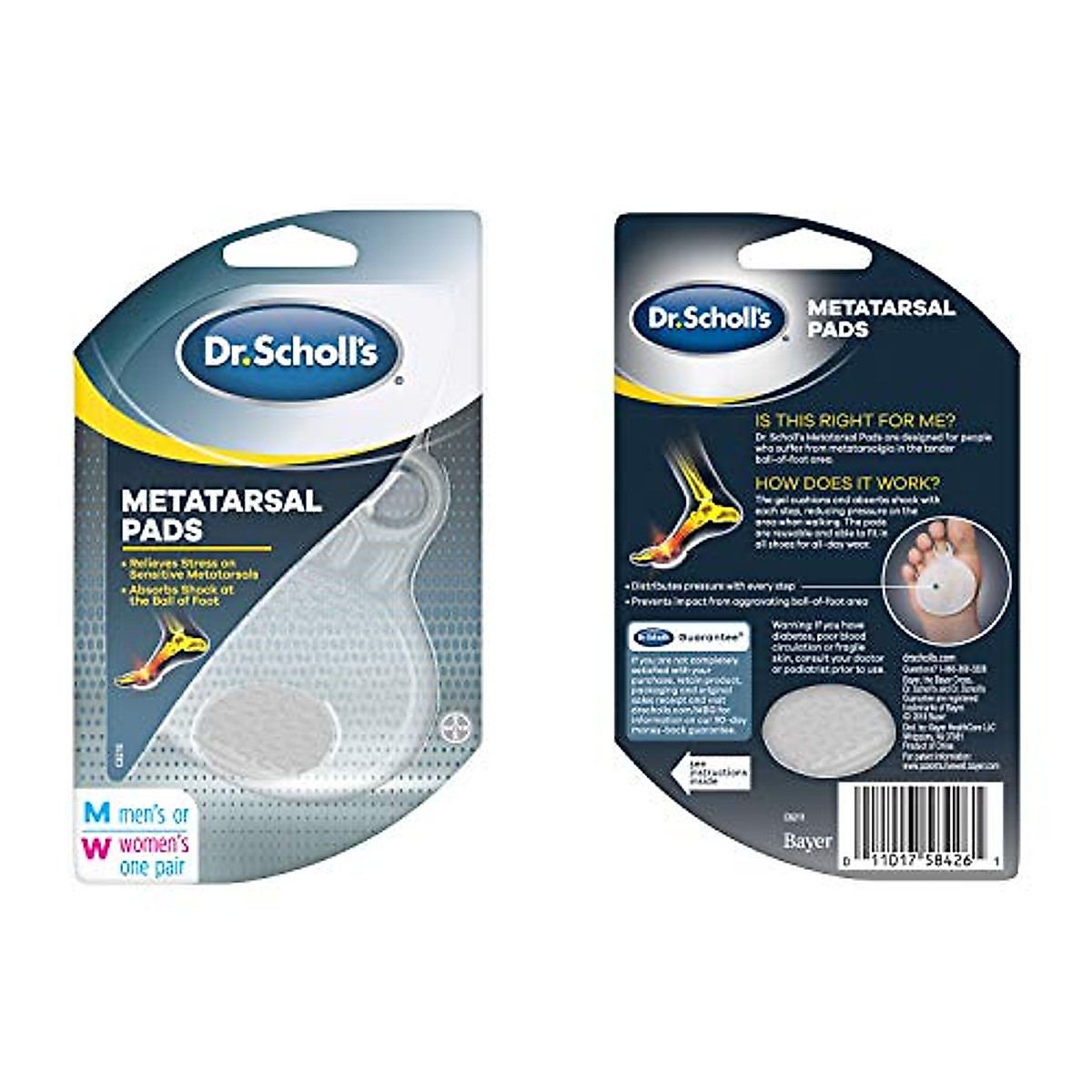 Dr. Scholl's Metatarsal Pads to Distribute Pressure with Every Step, 1 Count (Pack of 1)