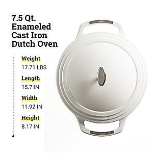 Lodge USA Enamel Dutch Oven 7.5 qt., White