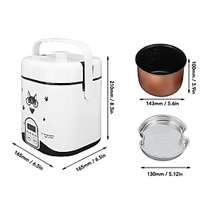 Portable 12V Car Travel Rice Cooker 2 Cups,1.2L Mini Rice Cookers with Cooking Heating and Keeping Warm Function, 304 Stainless Steel Steam Tray