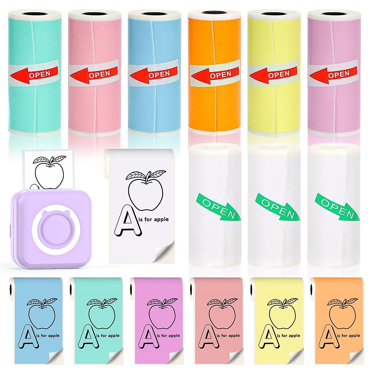 9 Rolls Mini Thermal Sticker Paper for Phomemo M02/T02 Mini Printer, Thermal Printer Paper with 57x25mm, Mini Thermal Printer Sticker Paper for Photo Journal Notes Memo