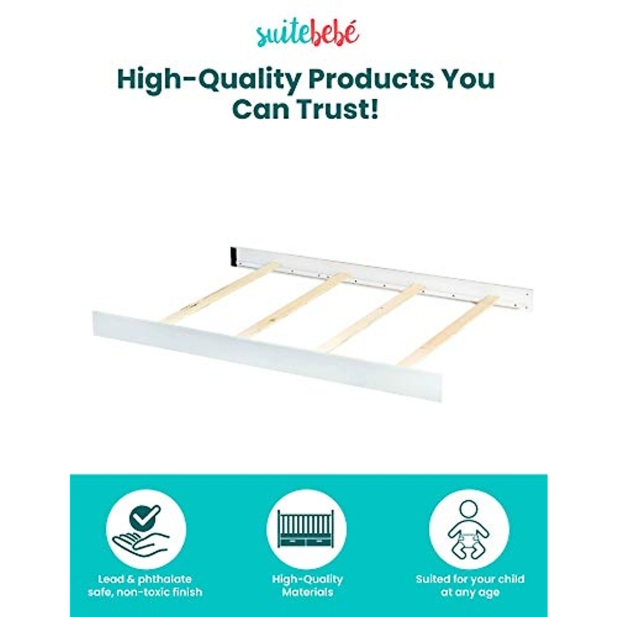 Suite Bebe Connelly Crib to Full Bed Conversion Kit Only, Adjustable in White - Quick Ship, Full Size Bed