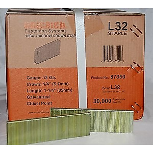 1 Case L-32 1-1/4" Galvanized 1/4"Crown 18 Gauge Staples 6 Boxes 30,000 Staples