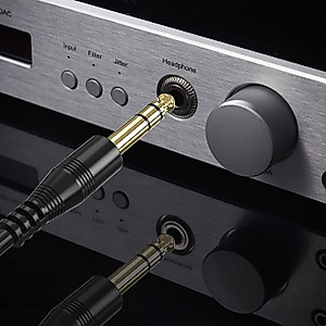 1/4 Splitter, 2 Pack 6.35mm TRS Stereo Headphone Male to 2 Female Splitter Cable, Quarter Inch Y Splitter Adapter UIInosoo for Headphone, Speaker, Guitar, Amplifiers, Mixer, 6 inch