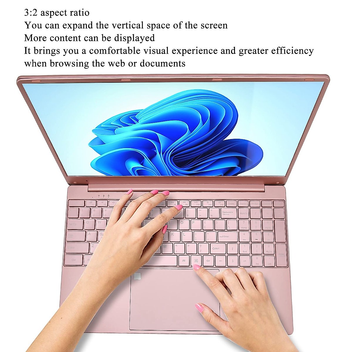 15.6 Inch Laptop for Windows 10, HD 1920x1080 IPS Screen, for Intel Celeron N5095 Processor, Fingerprint, Backlight Numeric Keypad, 4 Cores and 4 Threads, Light and Ultra Thin