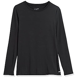 Amazon Essentials Women's Tech Stretch Long-Sleeve T-Shirt (Available in Plus Size), Black, Large