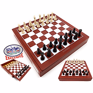 Matty's Toy Stop Exclusive Deluxe 10-in-1 Chess, Checkers, Tic Tac Toe, Backgammon, Mill, Roll Em, Insanity, Chinese Checkers, Mancala & Pick-Up Sticks Wooden Cabinet Game Set