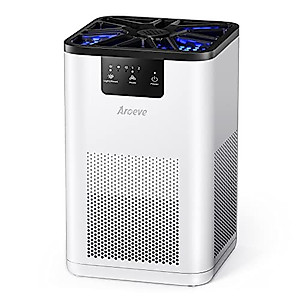 AROEVE Air Purifiers for Bedroom H13 True HEPA Air Purifier With Aromatherapy Function For Pet Smoke Pollen Dander Hair Smell 20dB Air Cleaner For Bedroom Office Living Room Kitchen, MK06- White