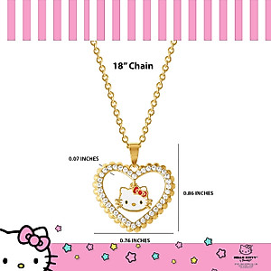 Hello Kitty Sanrio Womens Heart Necklace Charm 18" - Flash Plated Necklace Official License
