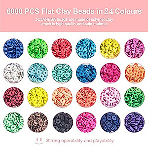 JOJANEAS Clay Heishi Beads Kit - 6800 Pcs DIY Flat Clay Beads for Bracelets Jewelry Making with String - Polymer Clay Beads with Letter Beads Fruit Flower Beads - Crafts for Girls Gift