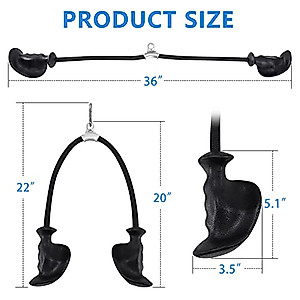 HXD-ERGO Tricep Rope with Ergonomic Handles, 36 Inch Tricep Pull Down Rope for Cable Machine, Pulley System, Triceps Rope Cable Attachment for Gym, Home (Black)