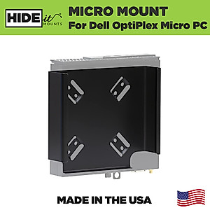 HIDEit Mounts Micro Mount for Dell OptiPlex Micro PC - American Company - Steel VESA Mount for Dell Optiplex - Monitor Mount, Wall or Under Desk Mount