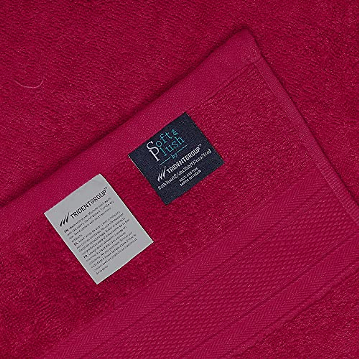 TRIDENT Soft and Plush, 100% Cotton 4 Piece Hand Towels for Bathroom, Highly Absorbent, Hotel Luxury, Super Soft, Salon Towels, Soft Comfort, 500 GSM (Crimson Red)