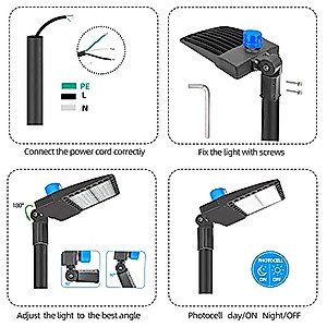 WYZM 300W Outdoor LED Parking Lot Light,with Dusk-to-Dawn Photocell,39,000 Lumens,100-277V LED Pole Light,1000W HPS Equivalent (Slip Fitter)