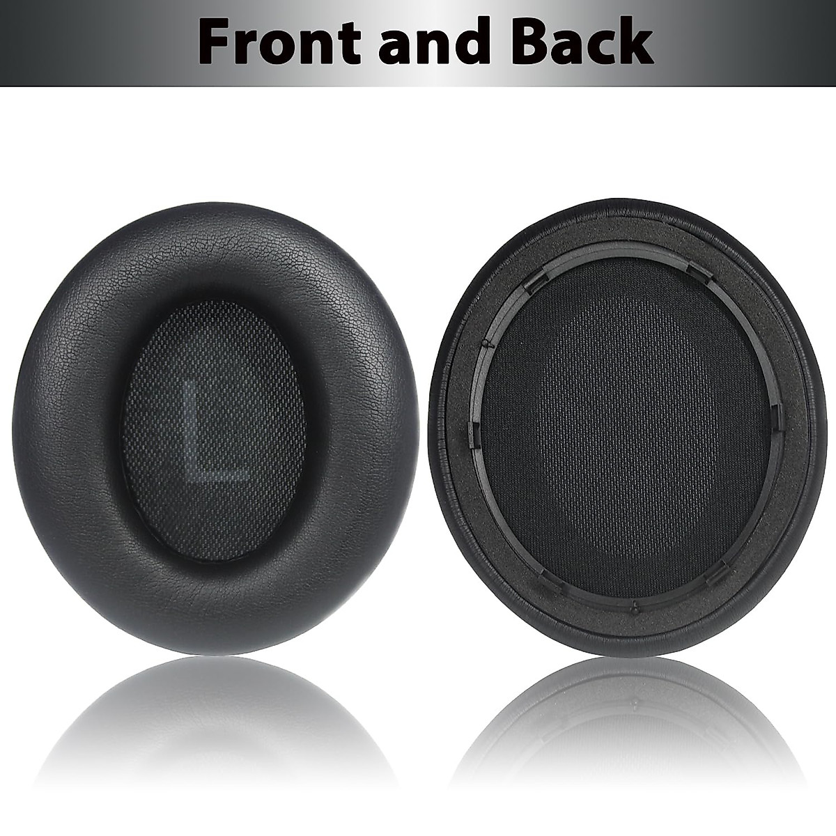 Adhiper Replacement Ear Pads for Anker Space Q45 Headphones, Ear Cushions for Soundcore by Anker Space Q45 Adaptive Noise Cancelling Headphones,with Buckle, Soft Protein Leather, Memory Foam(Black)