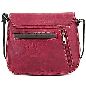 Zelris Western Moccasin Flower Buckle Women Conceal Carry Crossbody Satchel Bag (Rose Red)