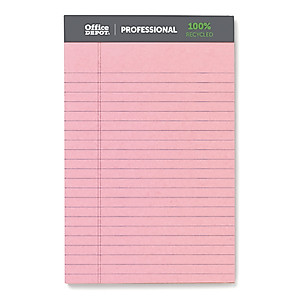 Office Depot Professional Legal Pad, 5in. x 8in., Assorted Colors, Narrow Ruled, 50 Sheets, 6 Pads/Pack, 99510