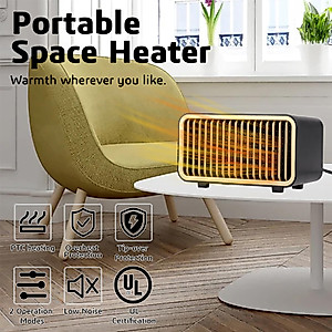 Portable Space Heater, YOUCIDI 550W / 900W Electric Heater Warmer Two Modes Energy Efficient Safe and Quiet, PTC Fast Heating Small Space Heater with Tip-over and Overheat Protection