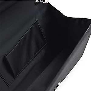 Premium Rainbow Rhinestones Pleated Front Satin Envelope Clutch Evening Bag, Black