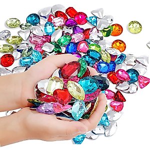 RICHNESS Pirate Treasure Jewels Jumbo Bling Diamonds Multi-Colored Treasure for Pirate Party Pack of 80pcs