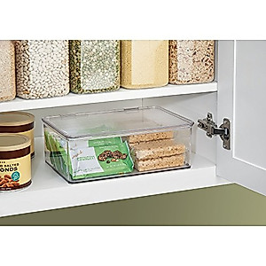iDesign BPA-Free Plastic Pantry and Kitchen Storage, Stackable Freezer and Fridge Organizer Lidded Bin – 7.25" x 10.75" x 3.75", Clear