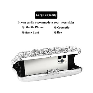 COAIMANEY Womens Sparkly Rhinestone Sequin Glitter bag Clutch Evening Handbag Shoulder Bags Purse for Wedding Party Prom