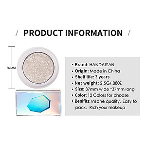 AKARY 12 Colors Glitter Eyeshadow, Mashed Potato Pearlescent Monochrome Eyeshadow Polarized Light Not Smudged Eye Shadow, Highly Pigmented Eye Makeup Cosmetics Gift for Women And Girls Eye Brightening Flash Powder (#06Red brown)