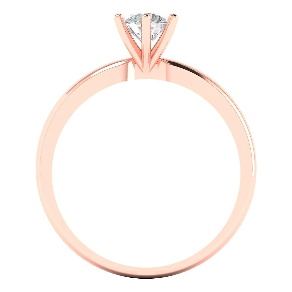 Clara Pucci 0.50 ct Round Cut Solitaire Moissanite Engagement Wedding Bridal Promise Anniversary Ring in 18K rose Gold Size 6.5