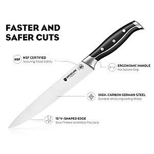 BRODARK Carving Knife, German Stainless Steel Carving Knife and Fork Set, 8 Inch Kitchen Knife for Meat, Turkey, BBQ, Full Tang Ergonomic Handle Brisket Slicing Knife with Gift Box
