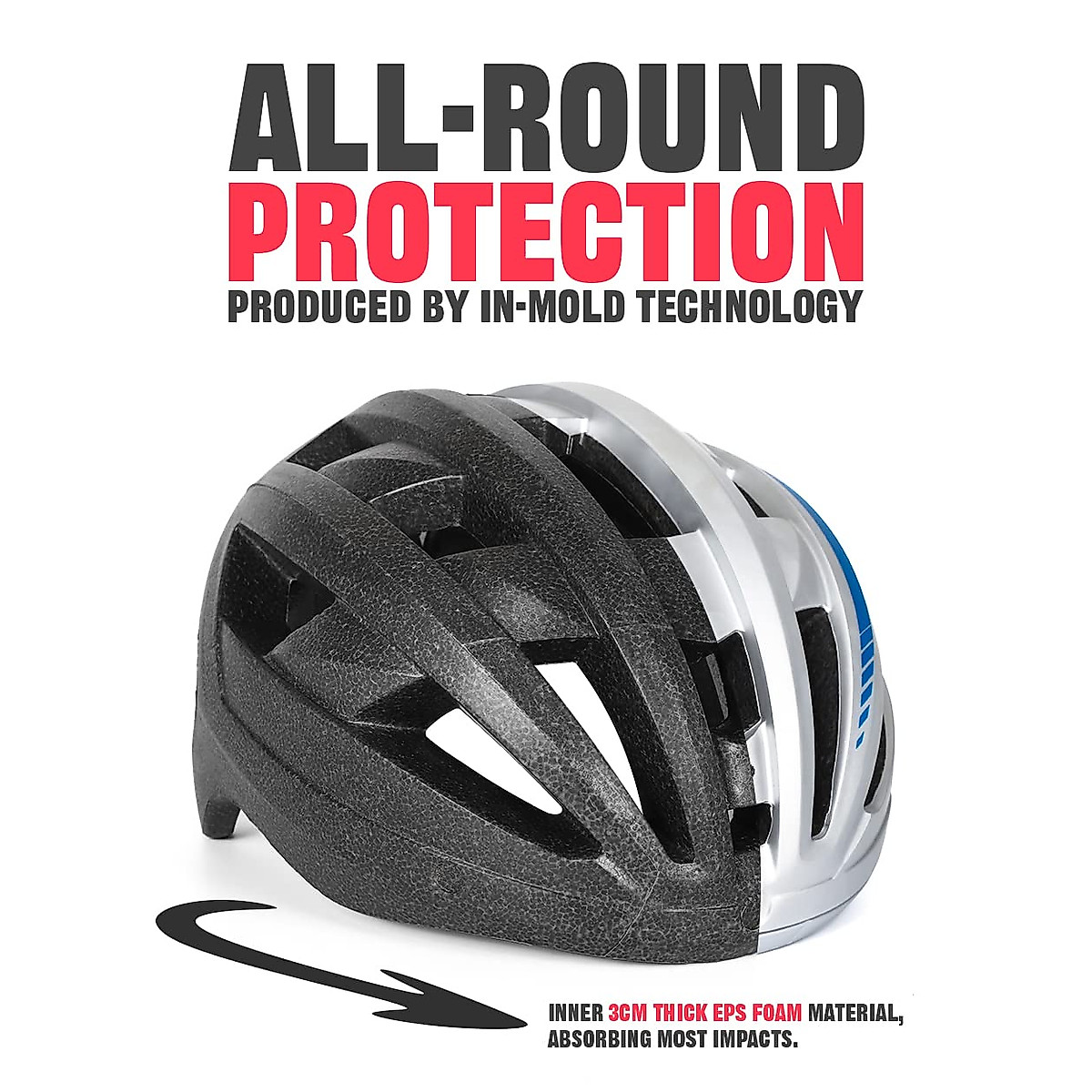 VICTGOAL Bike Helmet with USB Rechargeable Rear Light Detachable Magnetic Goggles Removable Sun Visor Mountain & Road Bicycle Helmets for Men Women Adult Cycling Helmets (L: 57-61 cm, Silver)