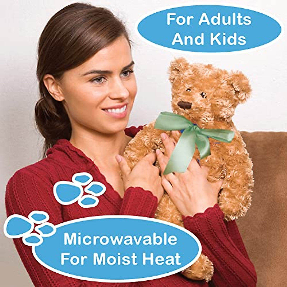 Bed Buddy Microwavable Weighted Stuffed Animal Teddy Bear and Plush - Calming Bear for Adults and Kids, 2 Pounds, Good for All Ages