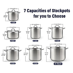 Cooks Standard 02616 Professional Grade Lid 30 Quart Stainless Steel Stockpot, Silver