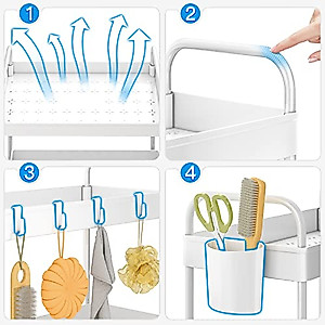 2-Tier Under Sink Organizer, PXRACK Sliding Under Bathroom Cabinet Storage Drawer Basket Organizer Rack with Hooks, Hanging Cup, Handles, Under Sink Shelf Organizer for Bathroom, Kitchen