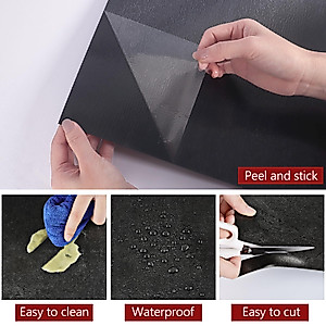 WESTICK Black Peel and Stick Floor Tile Stickers 20 Pack Peel and Stick Bathroom Floor Tiles Waterproof Marble Stick on Tile Floor Kitchen Vinyl Flooring for Bedroom RV Camper Living Room 12" x 12"