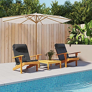 CHARMMA Adirondack Chair Cushions 2 pcs Black Oxford Fabric, Decor