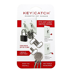 KeyCatch Magnetic Key Holder, Screw-In, White (Pack of 3)